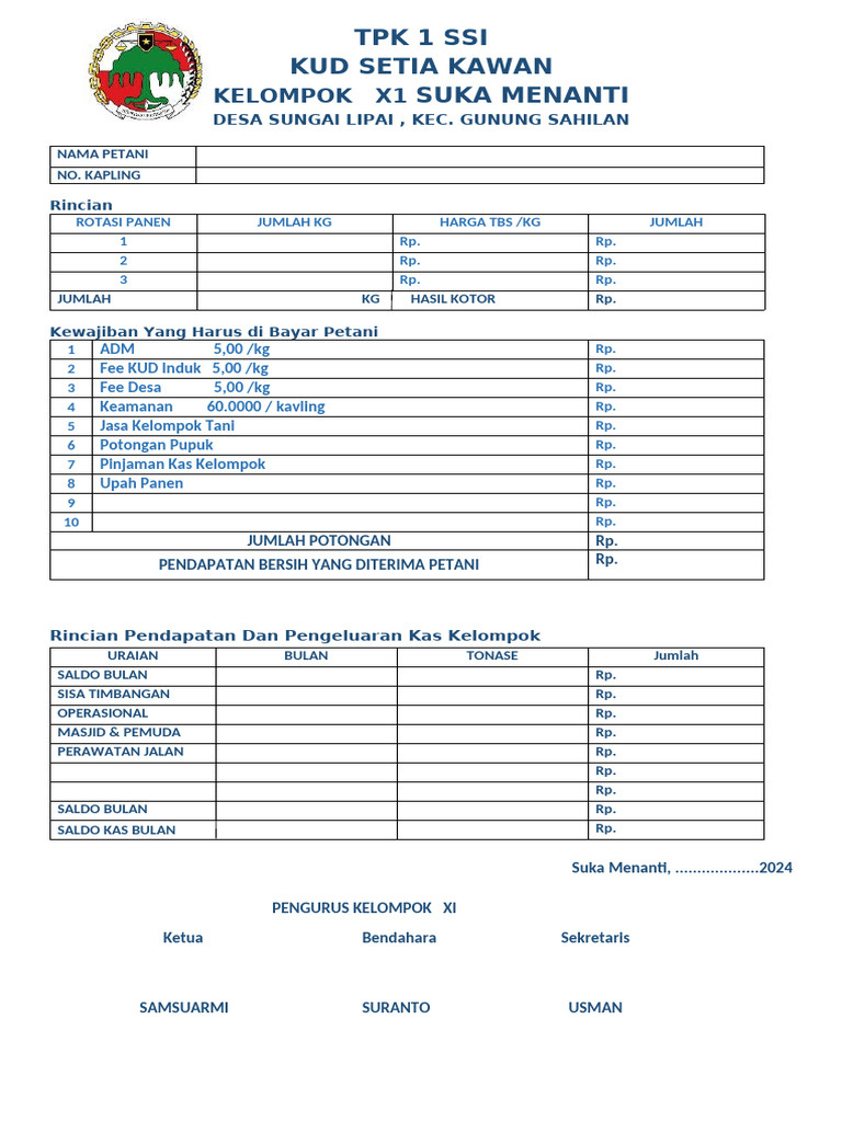 Amprah Gaji Kelompok Kud Setia Kawan | PDF