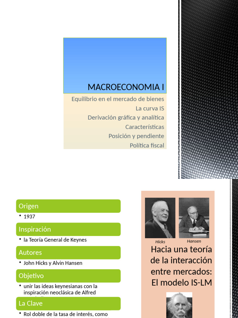 MACRO I Presentacion 7 2025 Modelo Is | PDF | La política fiscal | Microeconomía