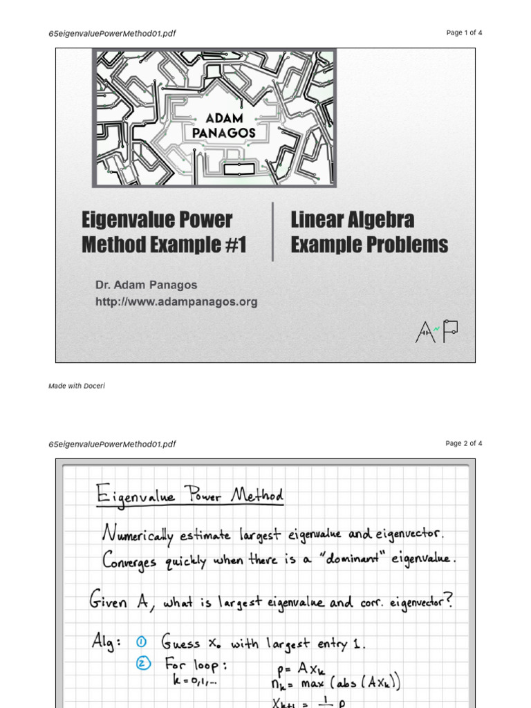 65 Eigenvalue Power Method 01 | PDF
