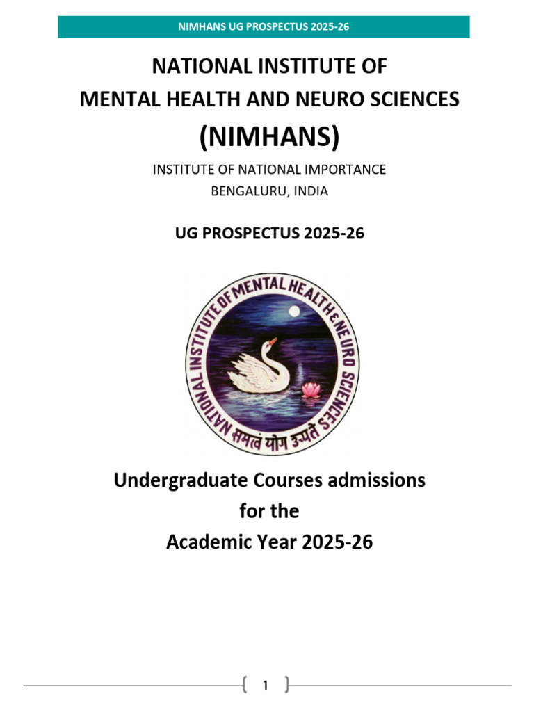 NIMHANS UG Admissions Prospectus 2025-26 | PDF | Nursing | University ...
