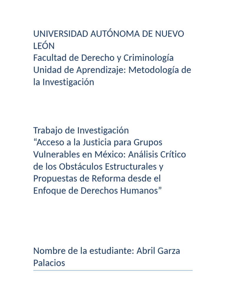 Trabajo Investigacion Acceso Justicia Deba | PDF