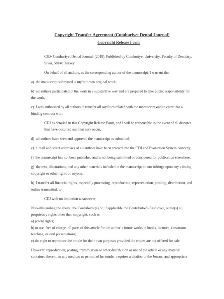 Copyright Transfer Agreement | PDF | Copyright | Intellectual Property Law
