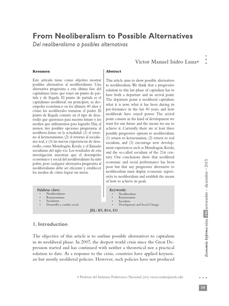 Possible Alternatives To Neoliberalism | PDF | Socialism | Capitalism