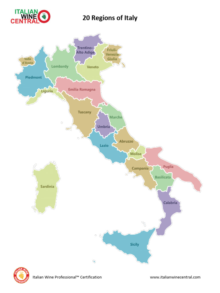 Twenty Regions of Italy Map | PDF