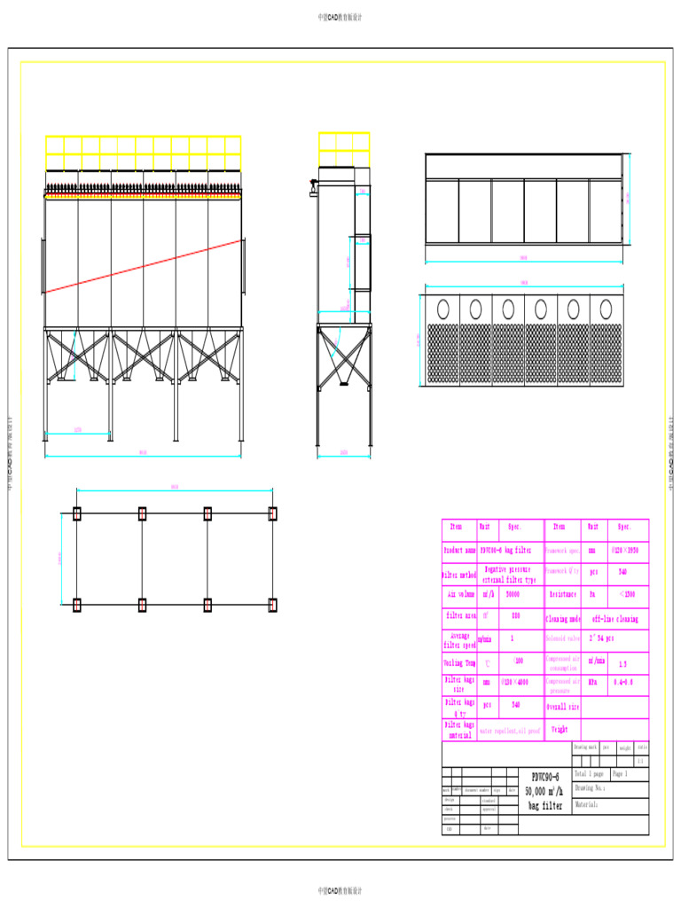 The Drawing of 50,000m H Bag Filter | PDF