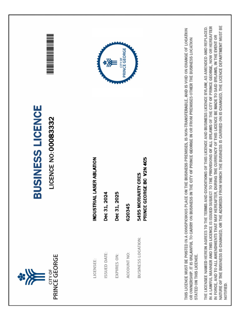 Prince George, BC Business License | PDF