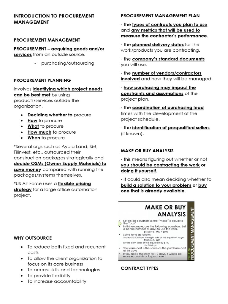 Introduction To Procurement Management | PDF | Government Procurement ...