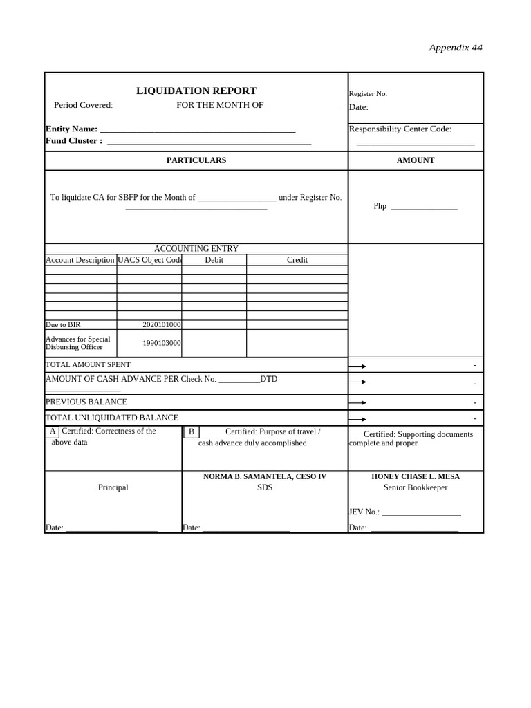 Updated Liquidation Forms | PDF | Bookkeeping | Payments