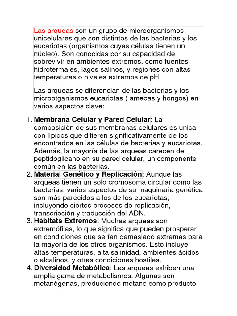 Las Arqueas | PDF | Archaea | Biología Celular)