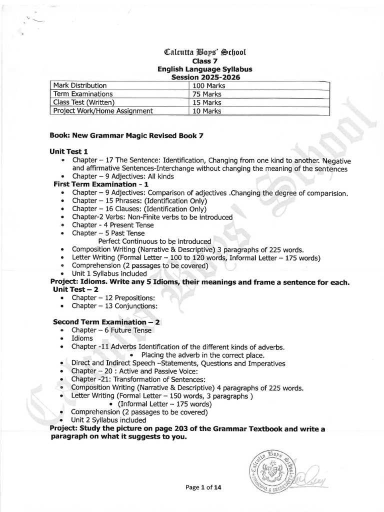 Class 7 ICSE Syllabus | PDF