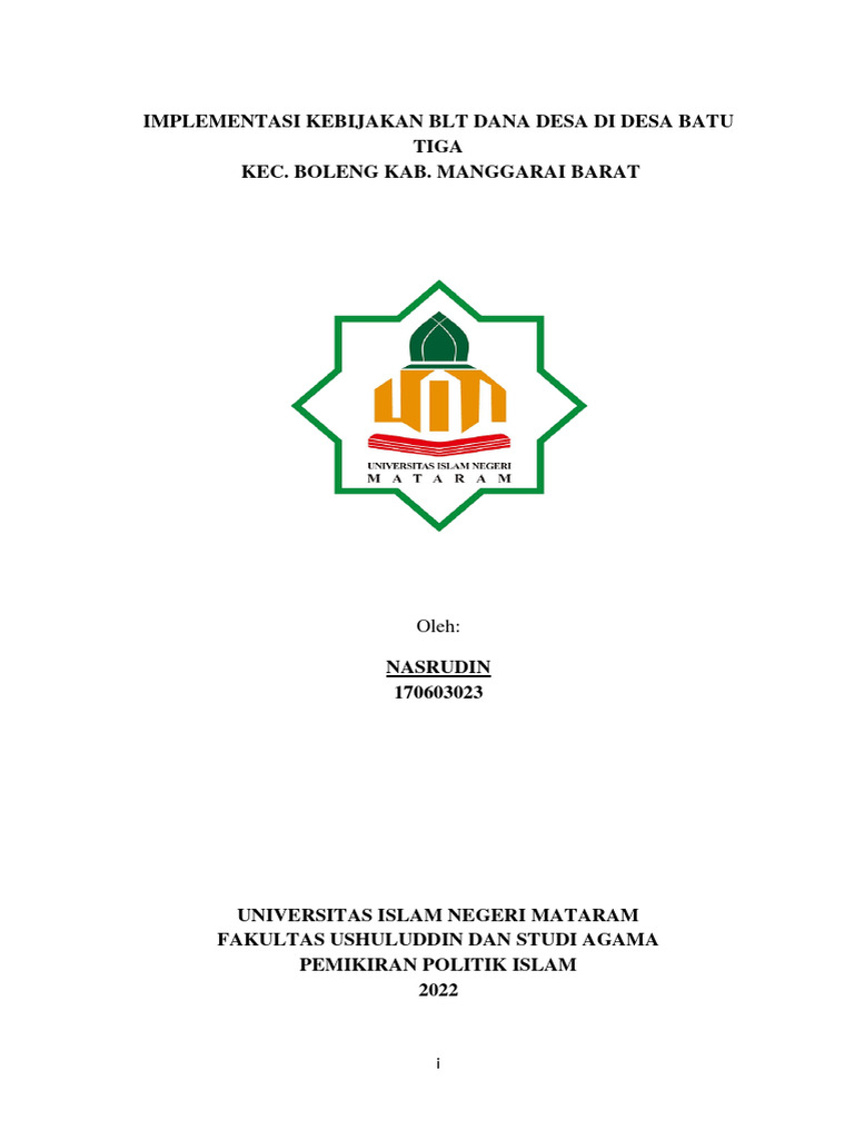 Implementasi BLT Dana Desa Batu Tiga | PDF