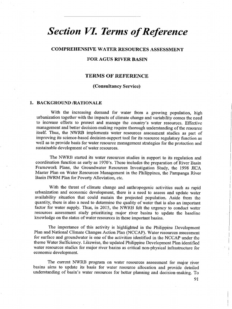 TOR - CWRA - Agus River Basin | PDF