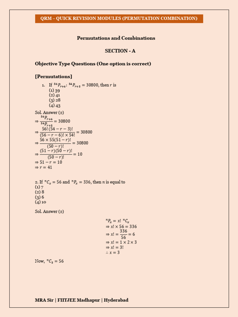 Permutations and Combinations QRM | PDF | Triangle | Rectangle