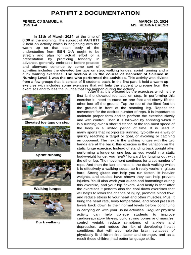 Perez Pathfit2 Documentation | PDF | Physical Fitness | Clinical Medicine