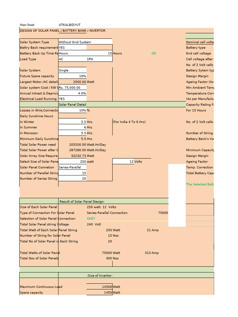 Solar System Calculation | PDF | Solar Power | Solar Panel