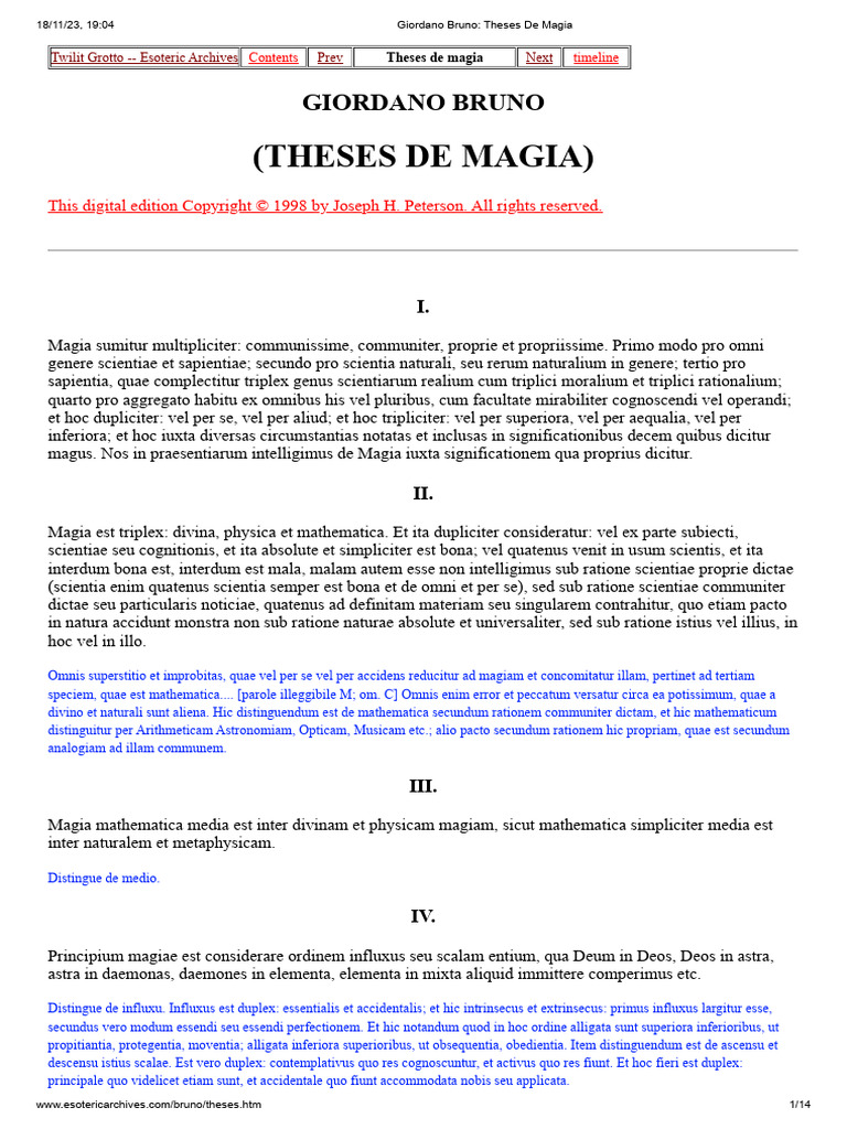 Giordano Bruno - Theses de Magia (Latín) | PDF