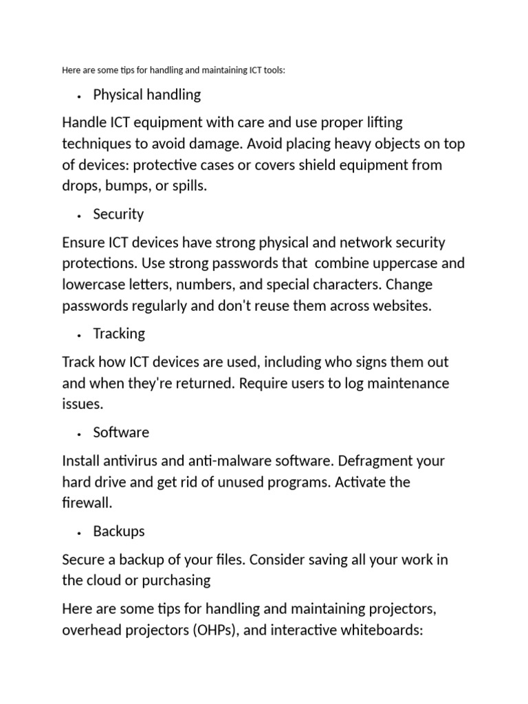 Here Are Some Tips For Handling and Maintaining ICT Tools | PDF | Vacuum Cleaner