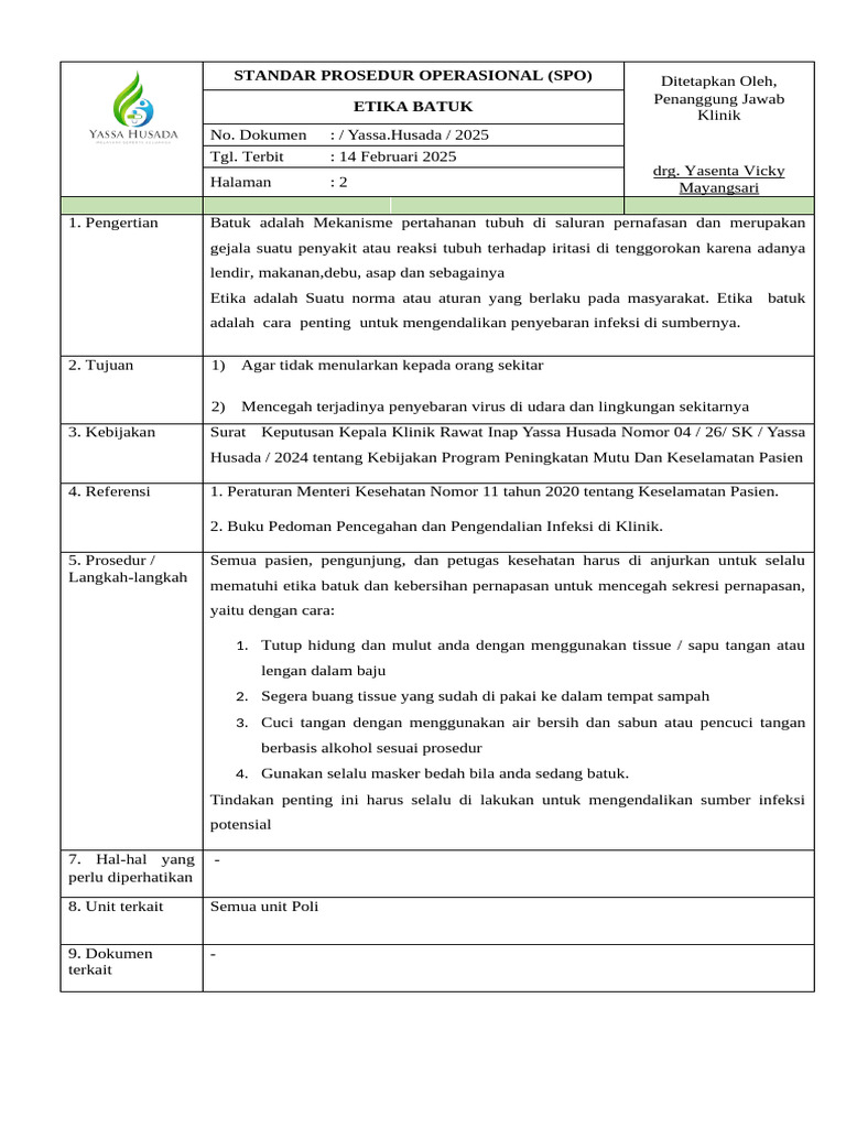 Sop Etika Batuk | PDF