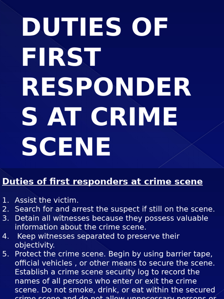 First Responder Duties at Crime Scenes | PDF | Crime Scene | Common Law