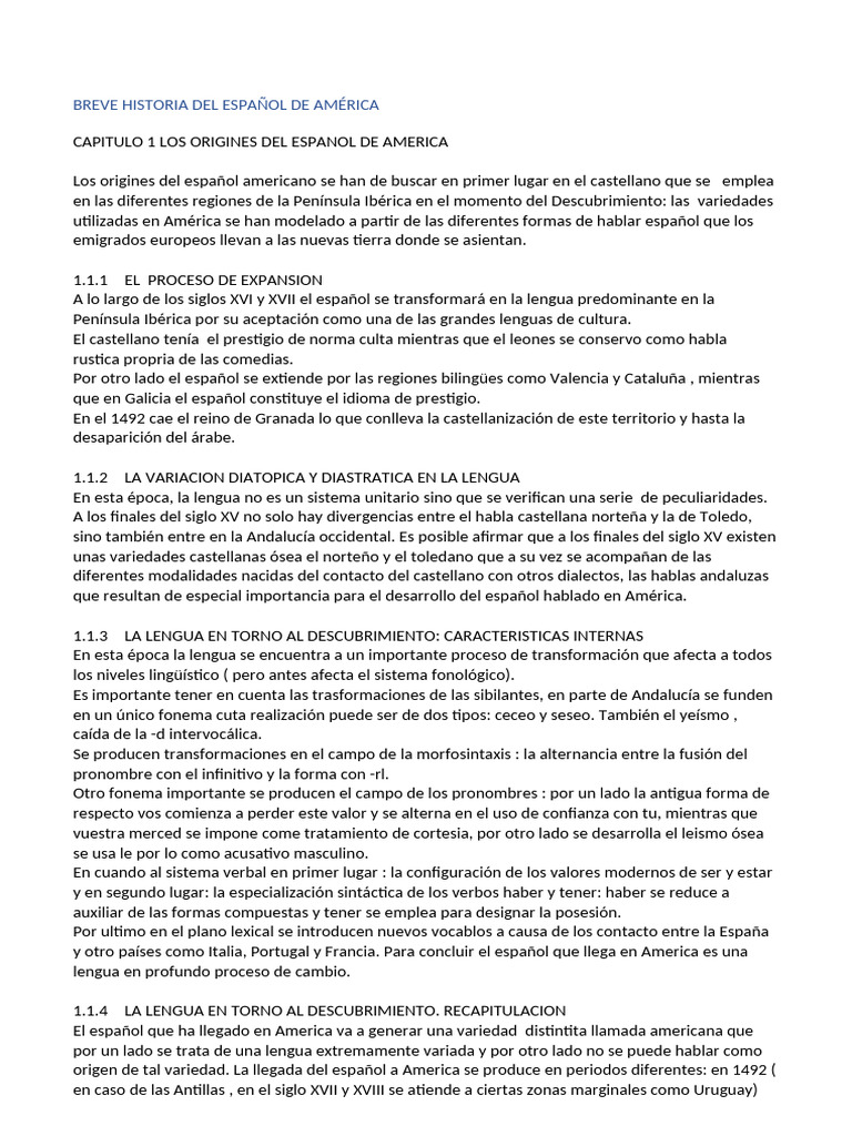 Orígenes del Español en América | PDF | Lengua española | Dialecto