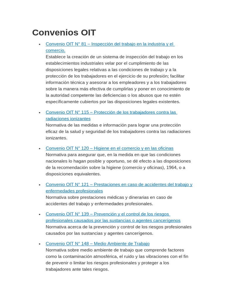 Convenios OIT | PDF | Organización Internacional del Trabajo | Valores