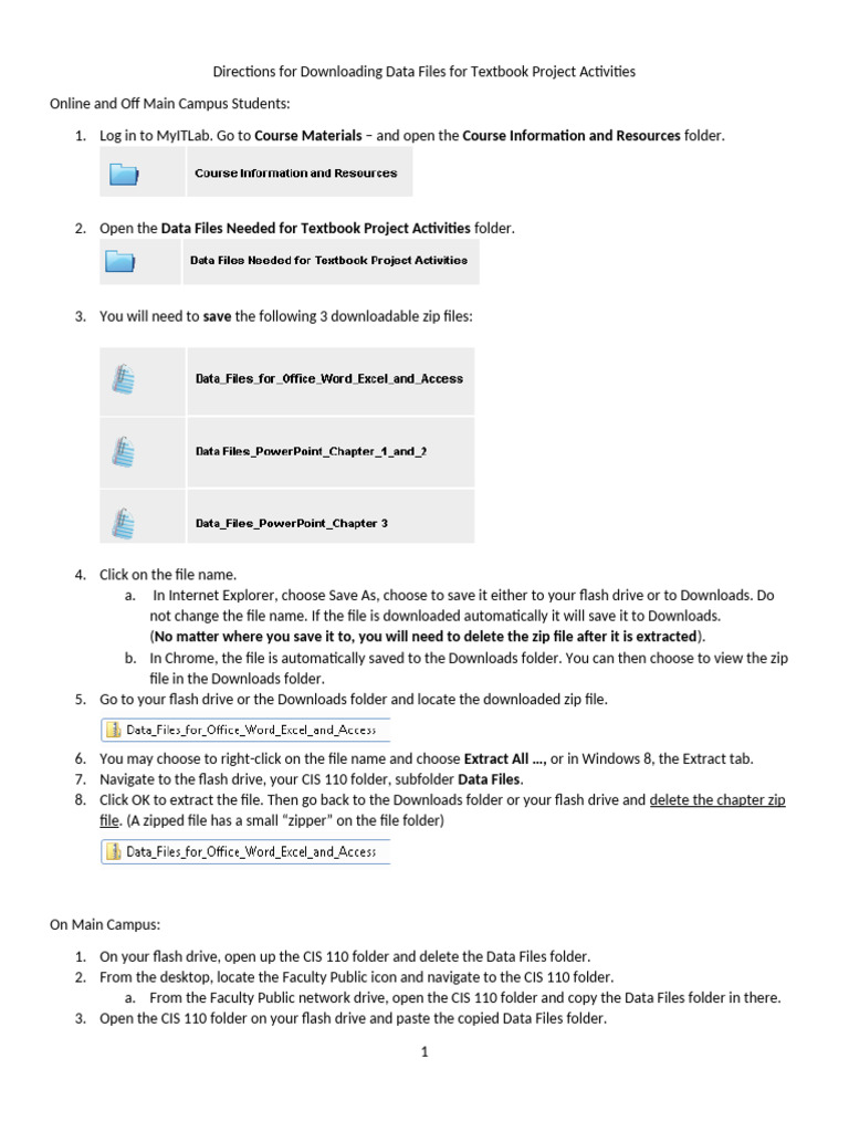 Downloading Data Files for Textbook Activities | PDF