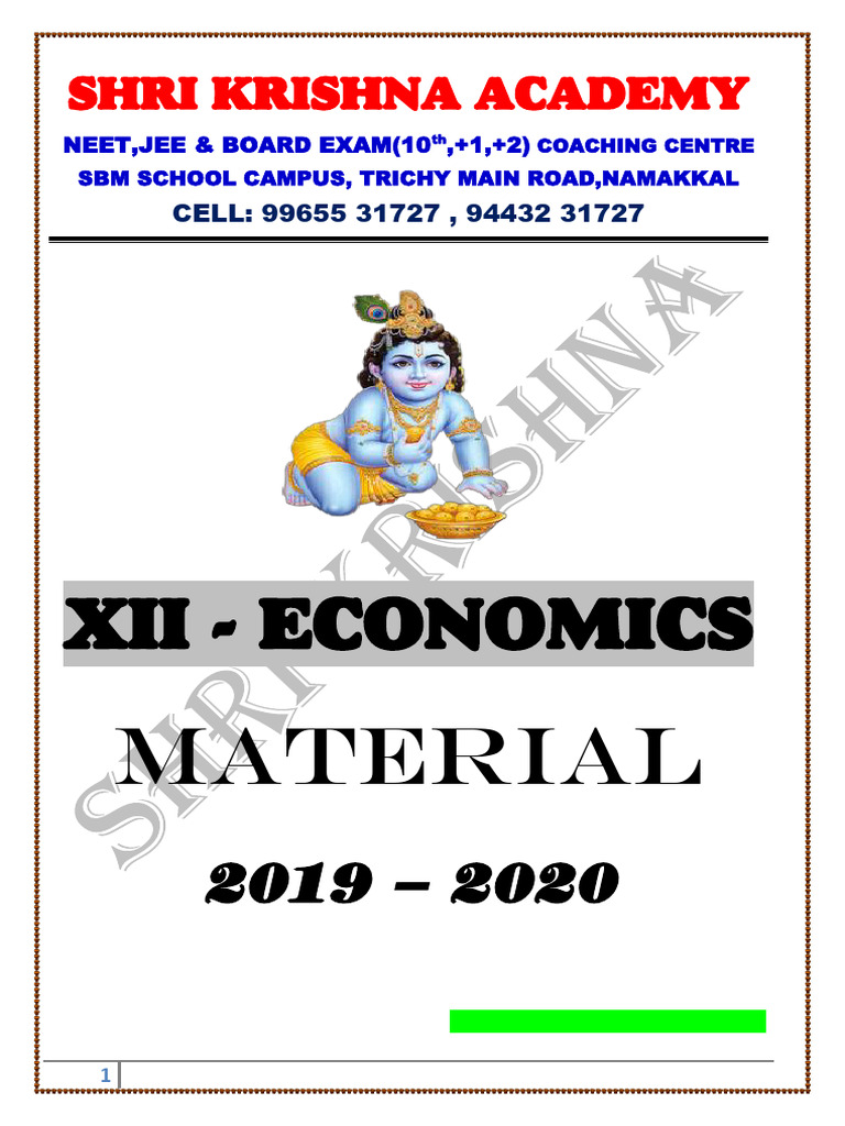 28 12th Economics Unit 1 Study Material English Medium | PDF | Monetary ...