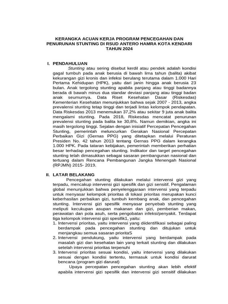 Program Penurunan Stunting RSUD Kendari | PDF
