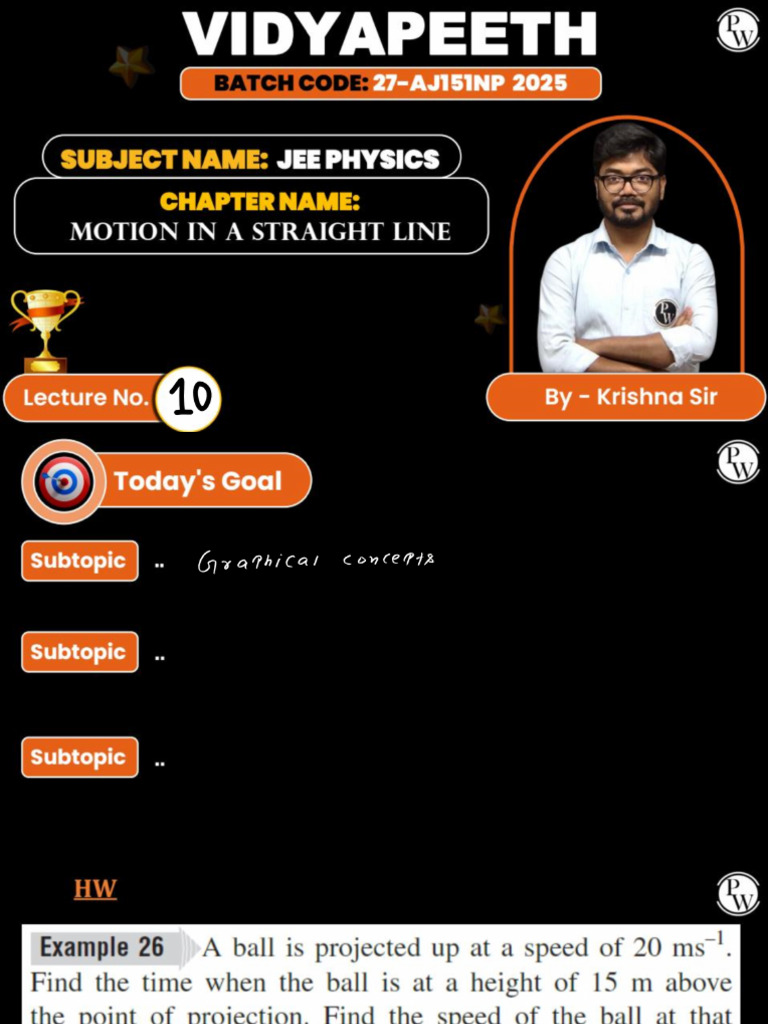 Motion in A Straight Line - 10 - Class Notes - 27-AJ151NP 2025 | PDF