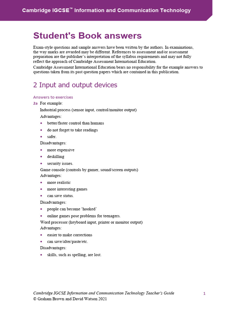 CIE-ICT Complete Answers Ch2 | PDF | Qr Code | Printer (Computing)