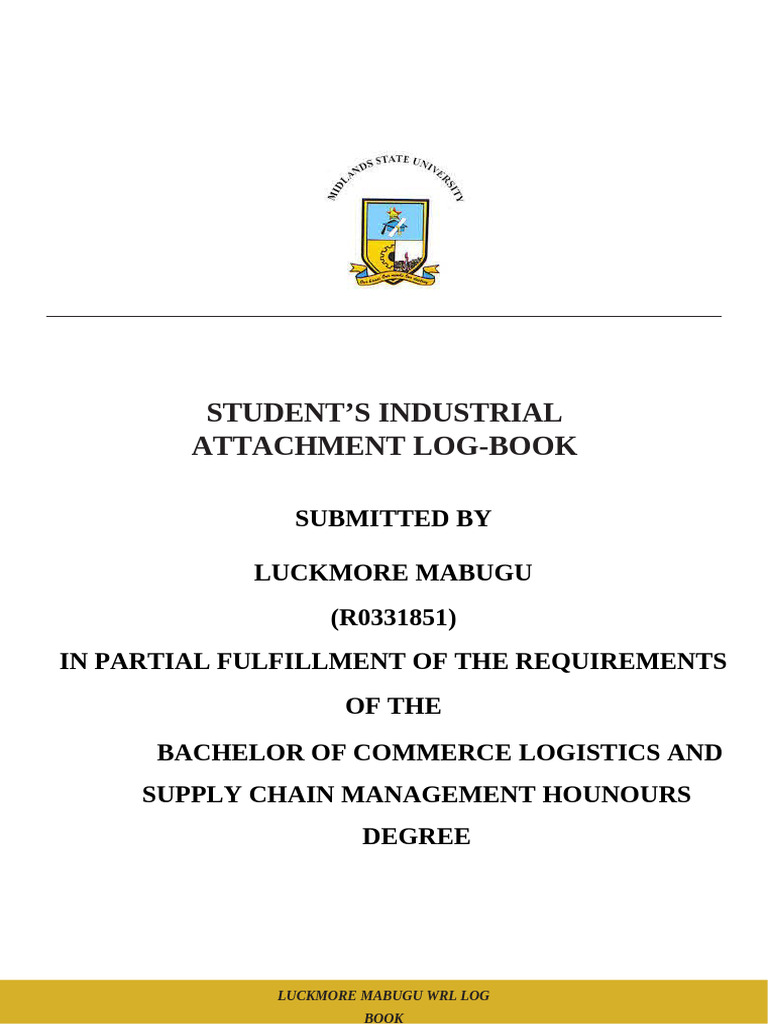 Luckmore Mabugu's Industrial Logbook | PDF | Procurement | Supply Chain
