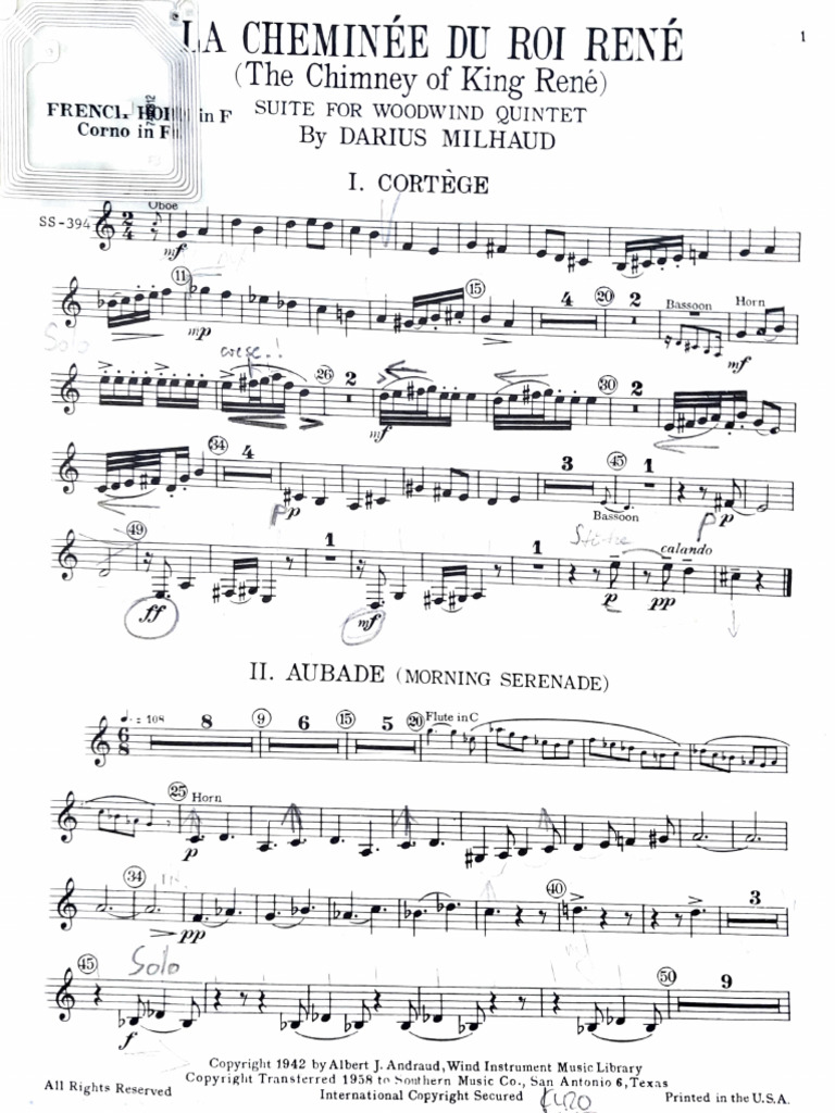 La Cheminée Du Roi René Corno in Fa | PDF | Aerophones | Music Production