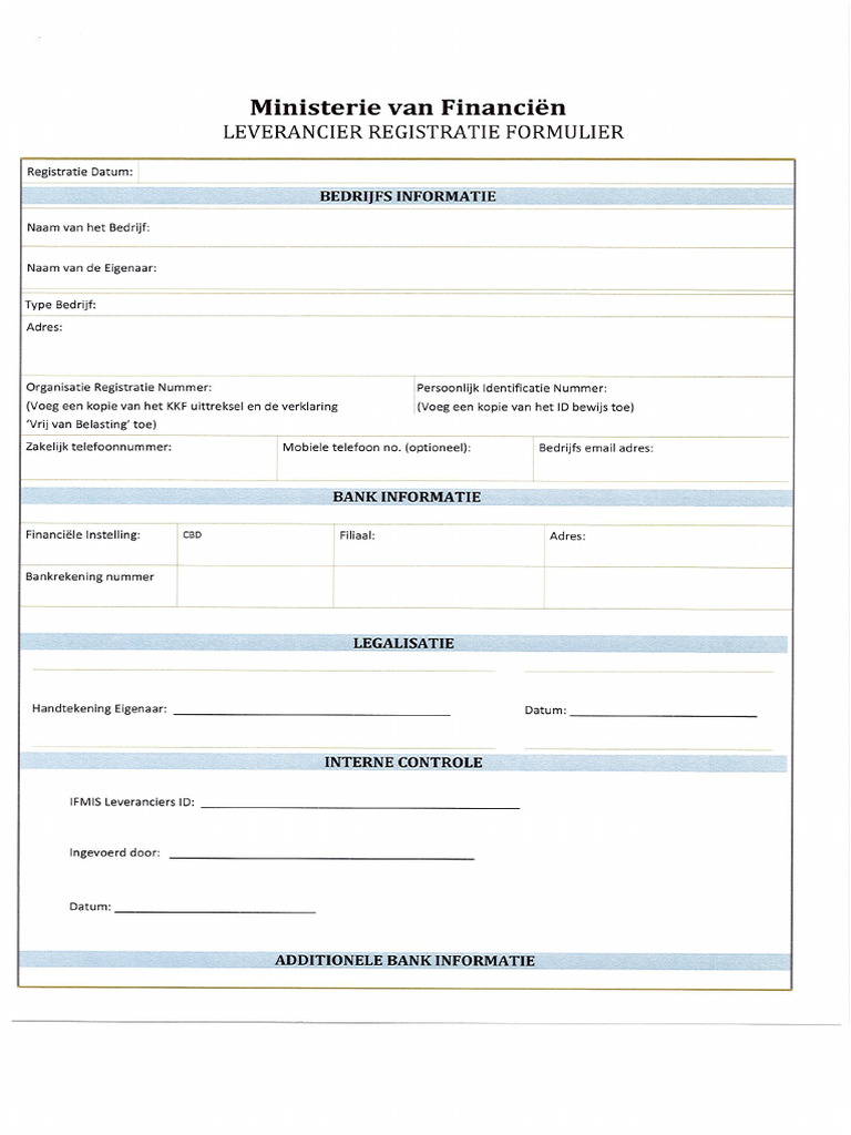 Leverancier Registratieformulier (Kleur) | PDF