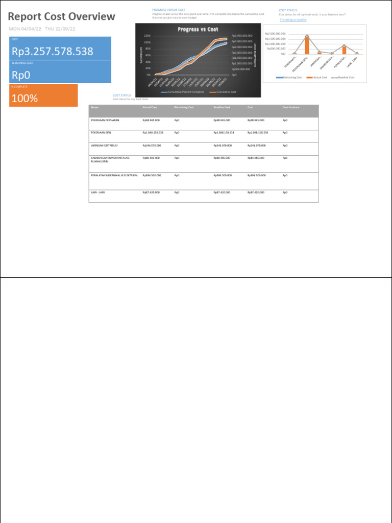 Report Progress and Cost Overview | PDF