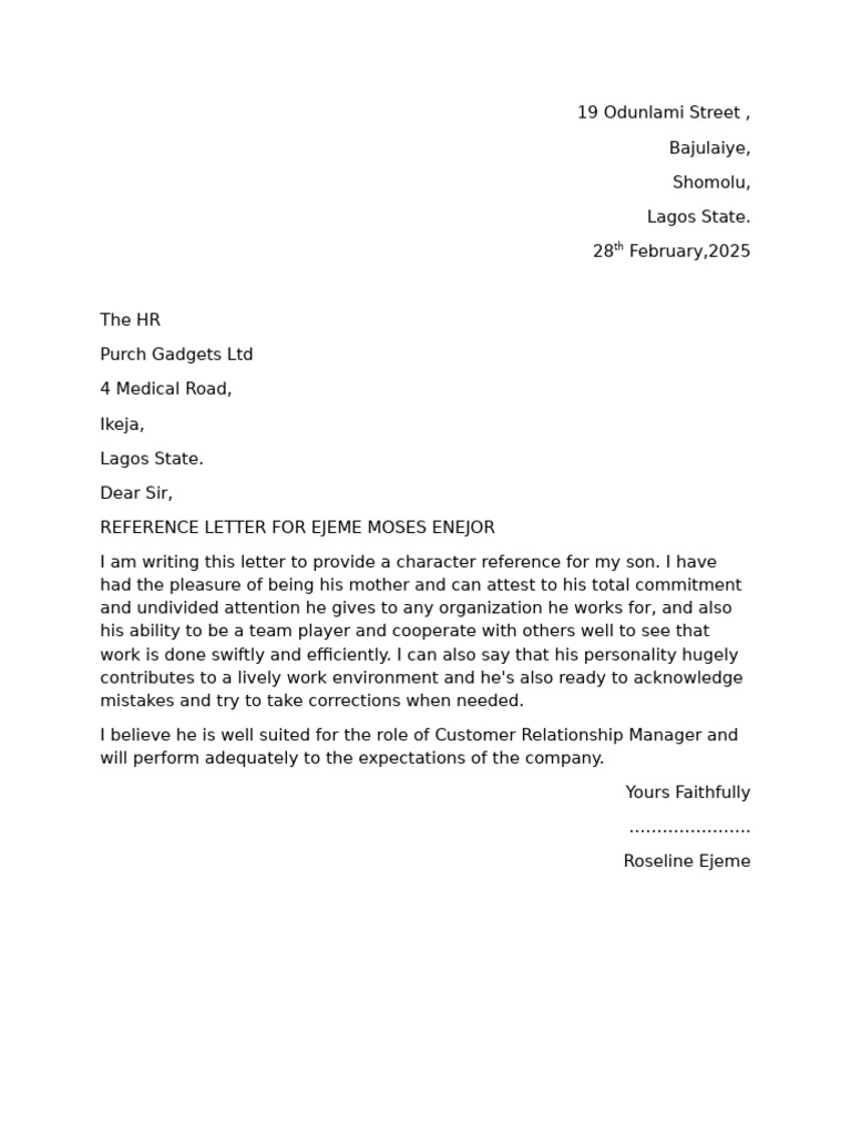 Reference Letter for Ejemé Moses Enejor | PDF
