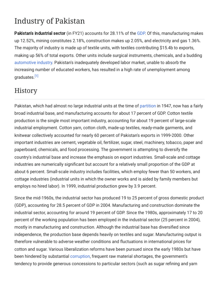 Industry of Pakistan - Wikipedia | PDF | Economies