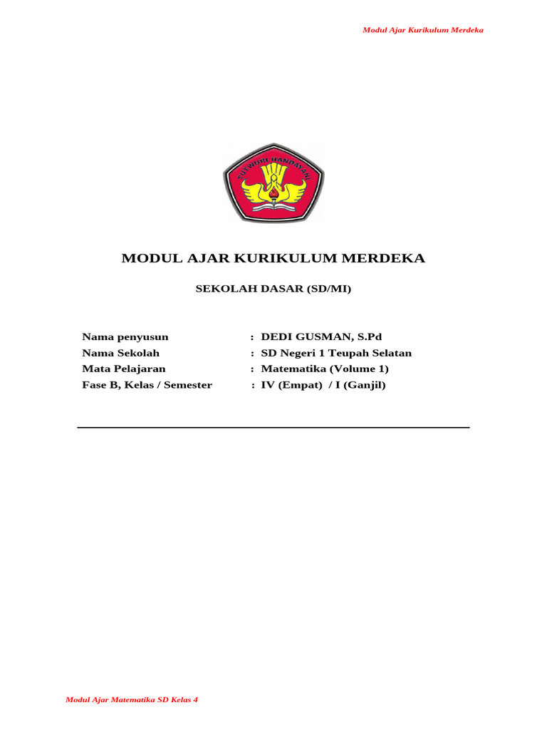 Modul Ajar MTK Unit 1 | PDF