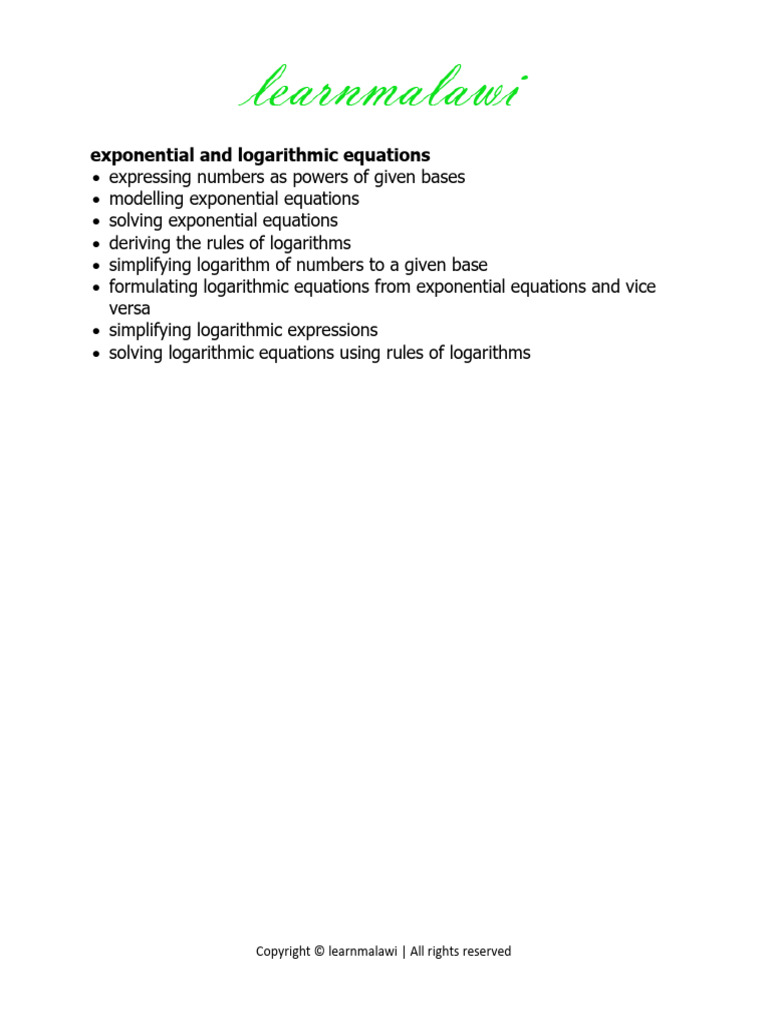 5 Exponential and Logarithmic Equations 341da06a28 | PDF