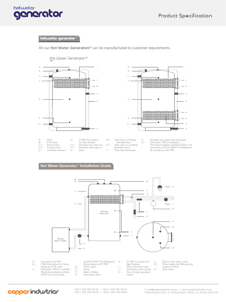 Hot Water Generator Installation Guide | PDF
