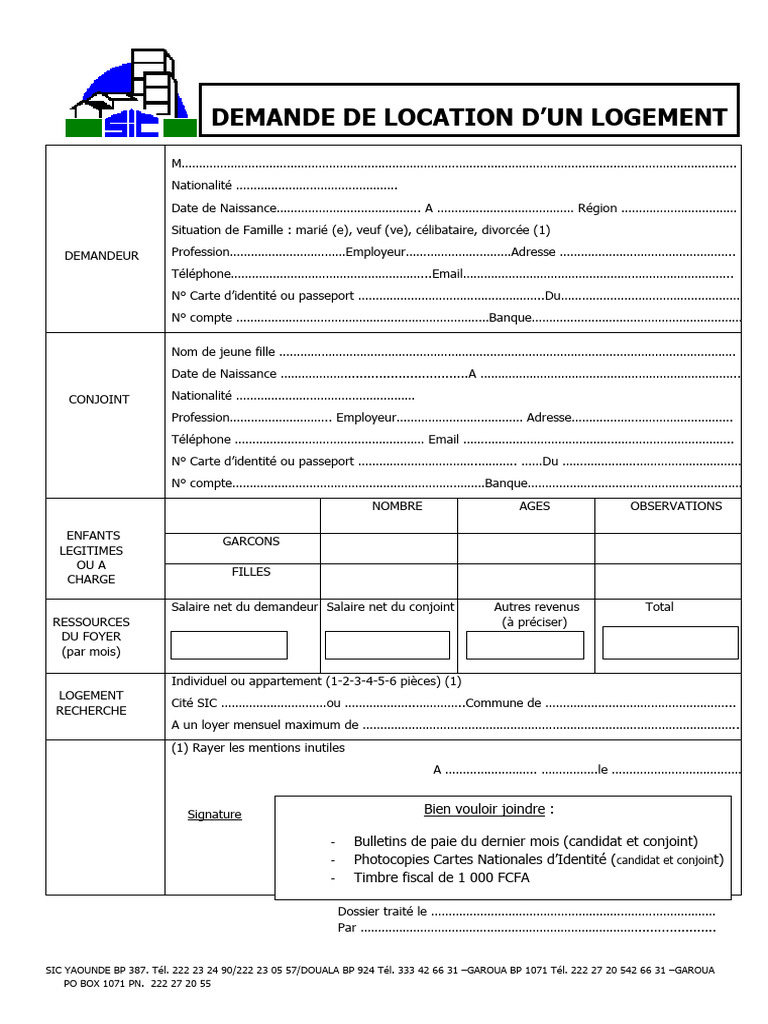 Differents Formulaires de DEMANDE de Logements | PDF