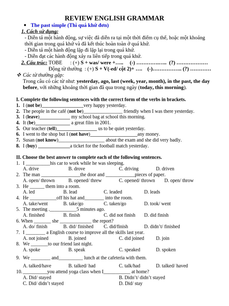 Review English Grammar Hk2 | PDF