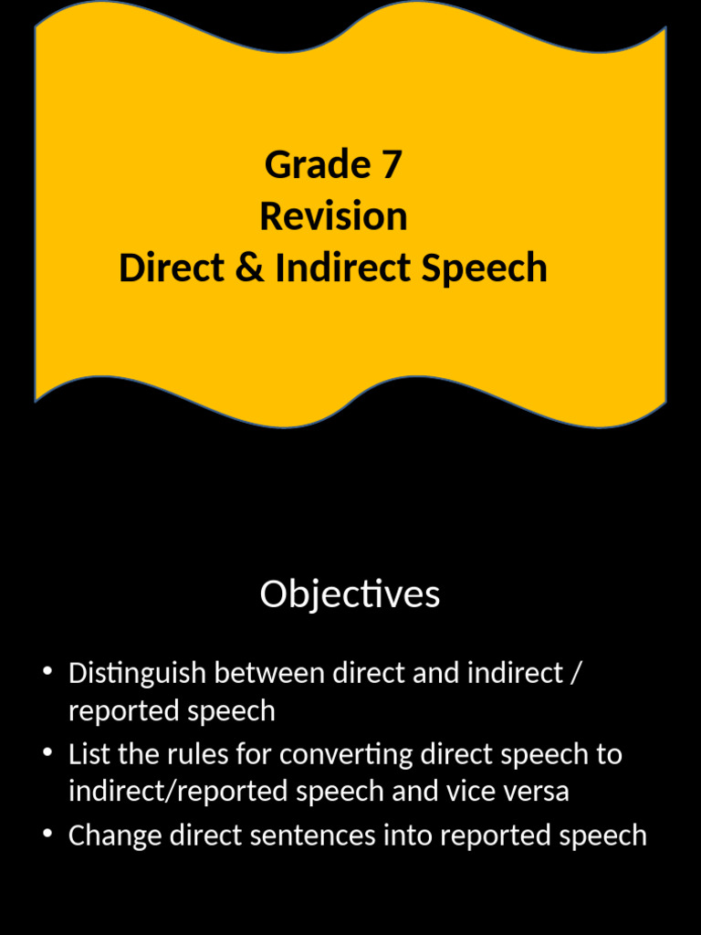 Grade 7 Direct and Indirect Speech Guide | PDF | Question | Verb