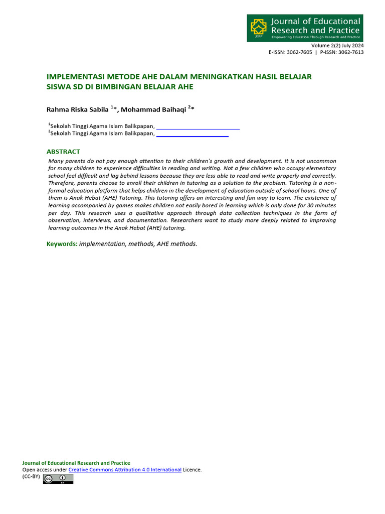 Implementasi Metode Ahe Dalam Meningkatkan Hasil Belajar | PDF