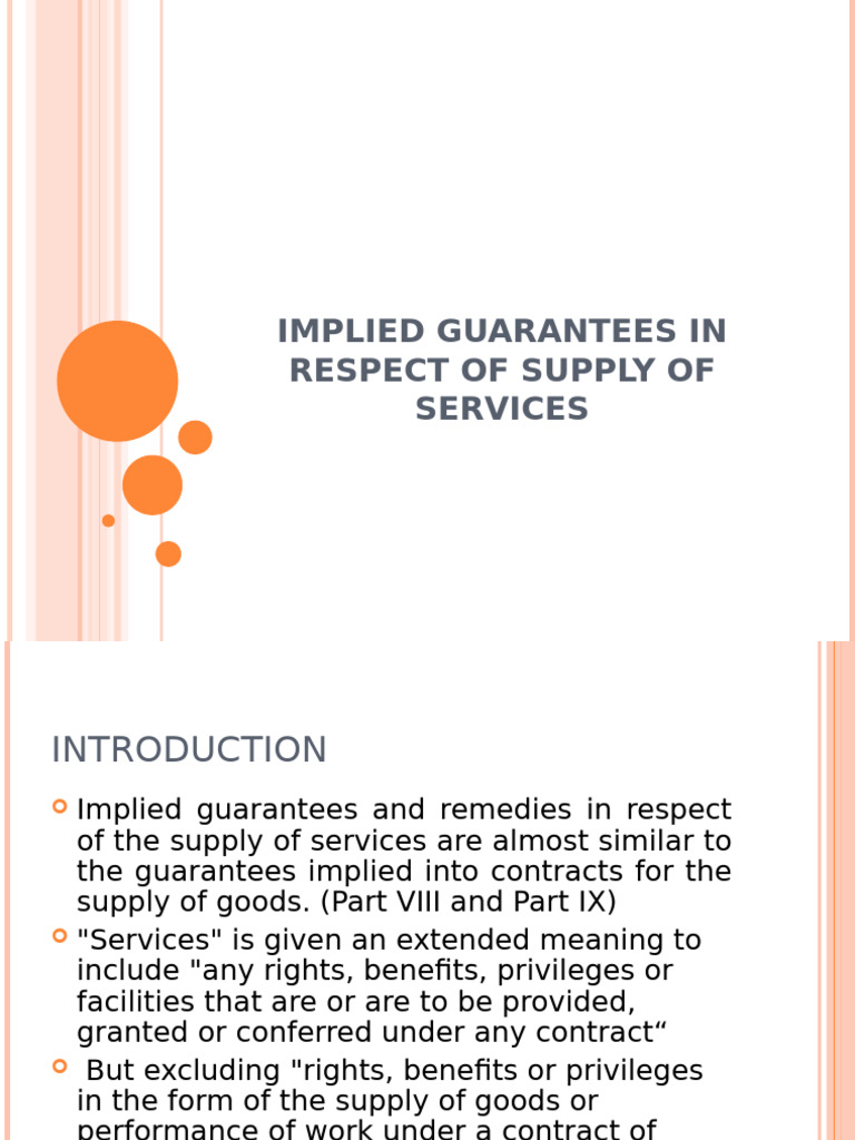 Implied Guarantees for Service Supply | PDF | Damages | Common Law