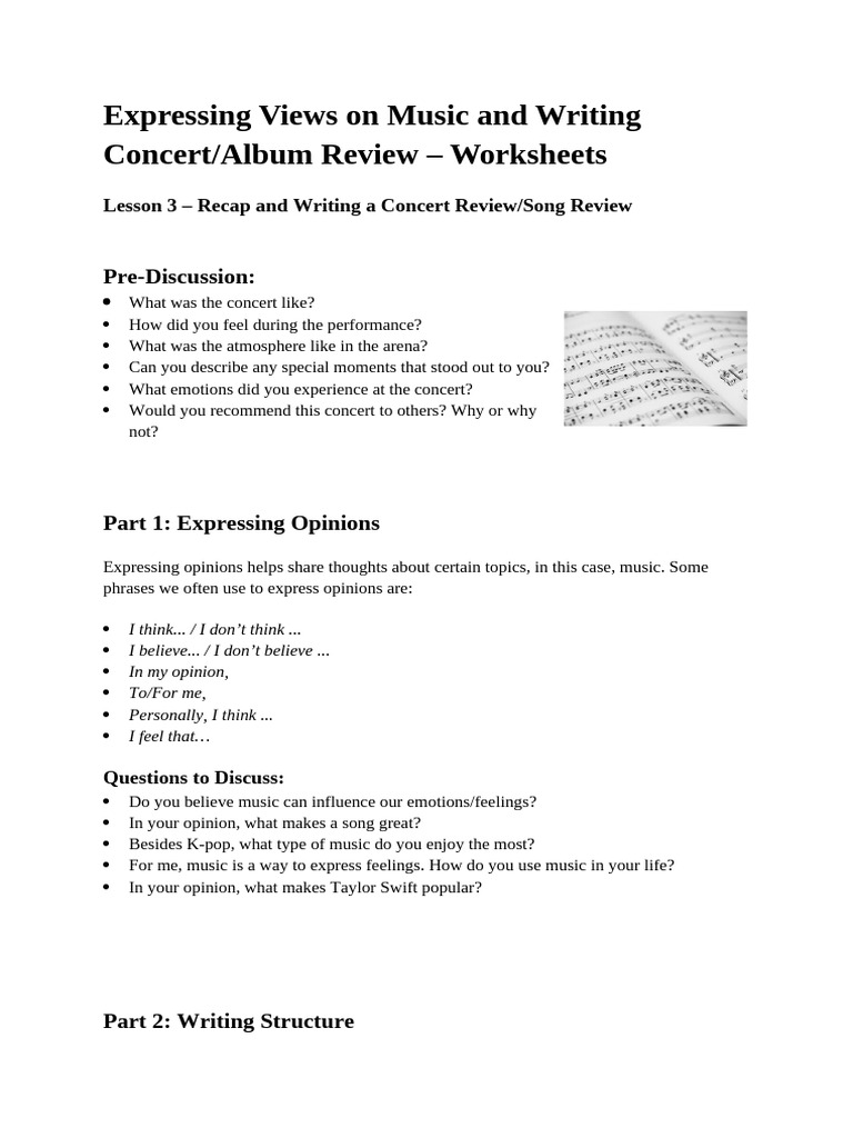 Concert Review Writing Guide | PDF