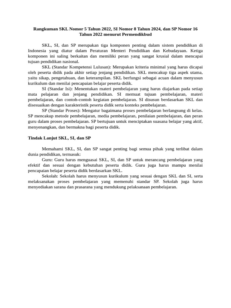 Rangkuman SKL, SI, SP | PDF