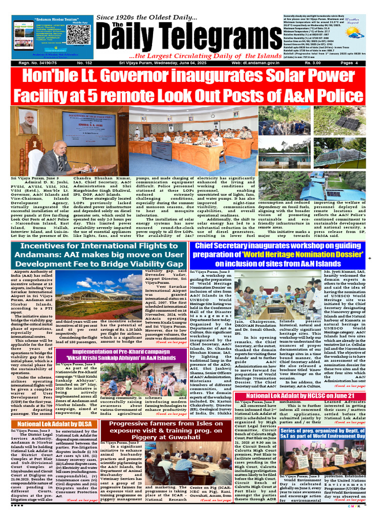 Port Blair Daily Telegram - June 4, 2025 | PDF | Plastic