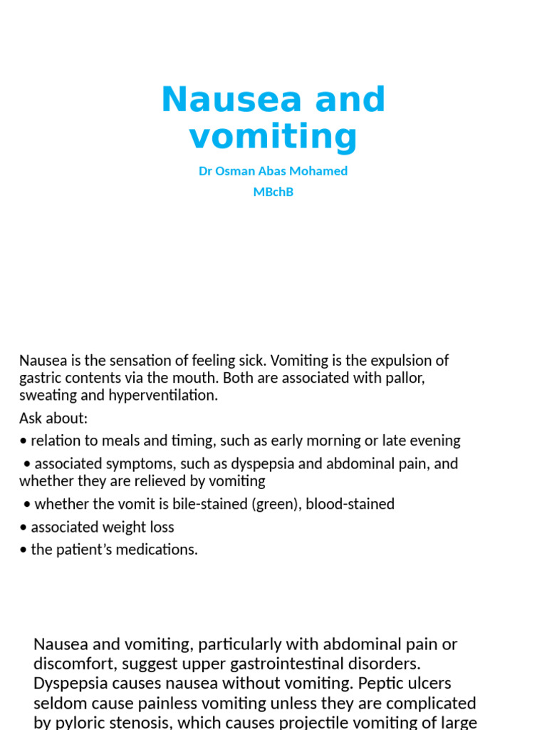 8nausea and Vomiting | PDF | Constipation | Nausea