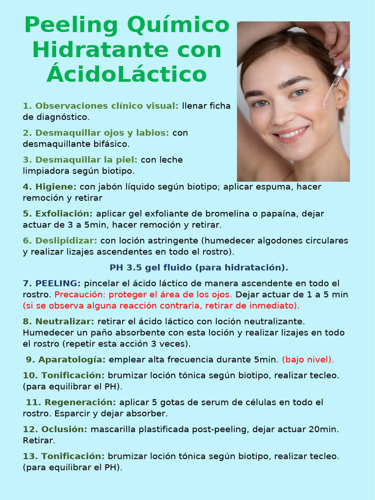 Proceso de Peeling Químico con Ácido Láctico | PDF