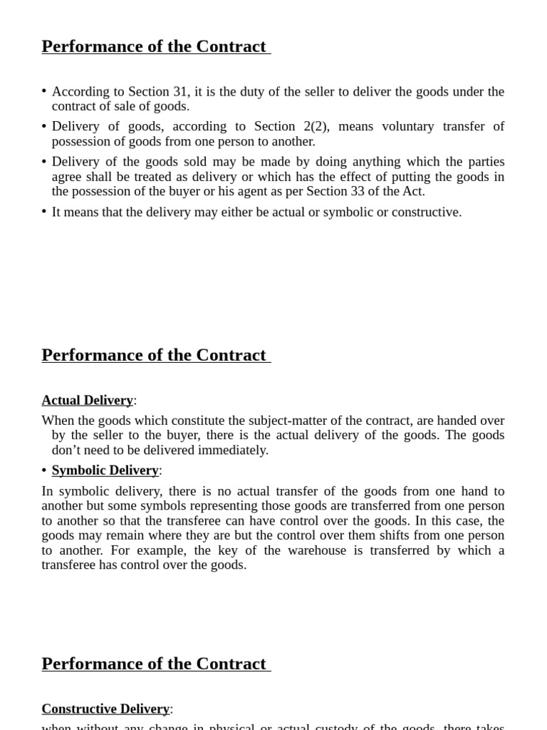 Understanding Delivery in Sales Contracts | PDF | Private Law ...